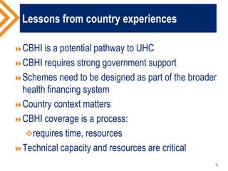 Overview of Community Based Health Insurance Lessons | PDF