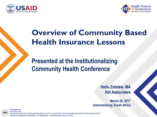 Overview of Community Based Health Insurance Lessons | PDF | Health ...