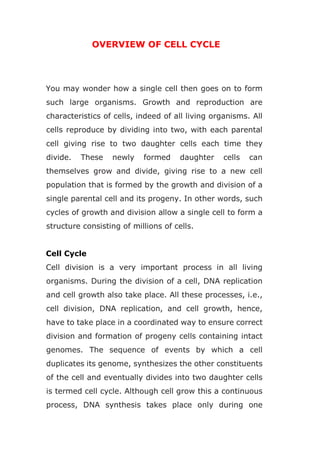 Overview of Cell Cycle by Javali.G. | PDF