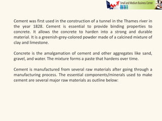 Overview Of Cement Manufacturing Manufacturing | PPT