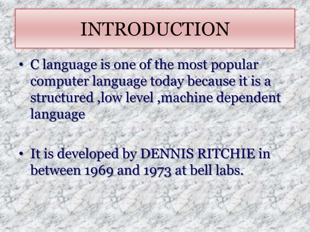 Overview of c language | PPT