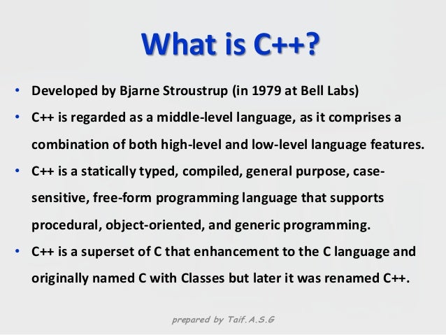 Overview of c++ language Overview of c++ language