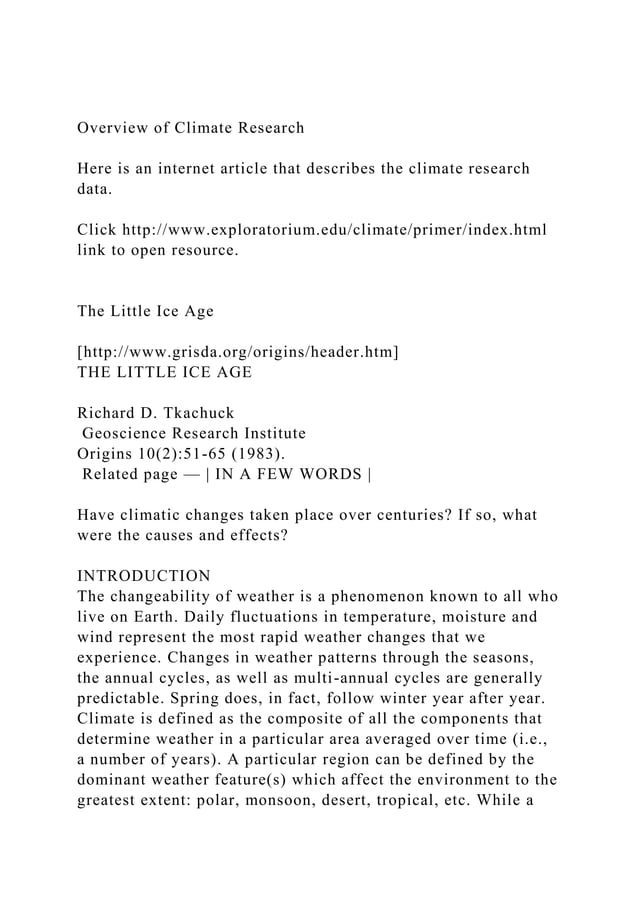 Overview of Climate ResearchHere is an internet article that d.docx