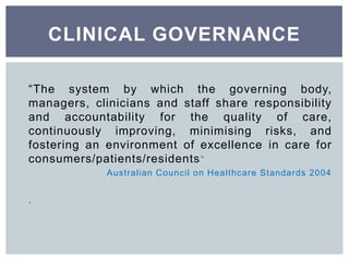Overview of clinical governance | PDF