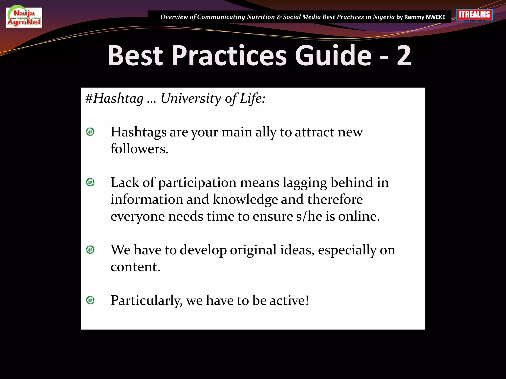 Overview of Communicating Nutrition & Social Media Best Practices in ...