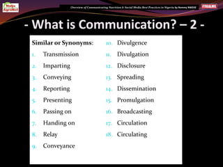 Overview of Communicating Nutrition & Social Media Best Practices in ...