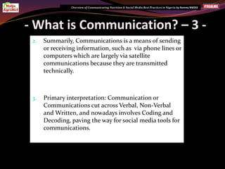Overview of Communicating Nutrition & Social Media Best Practices in ...