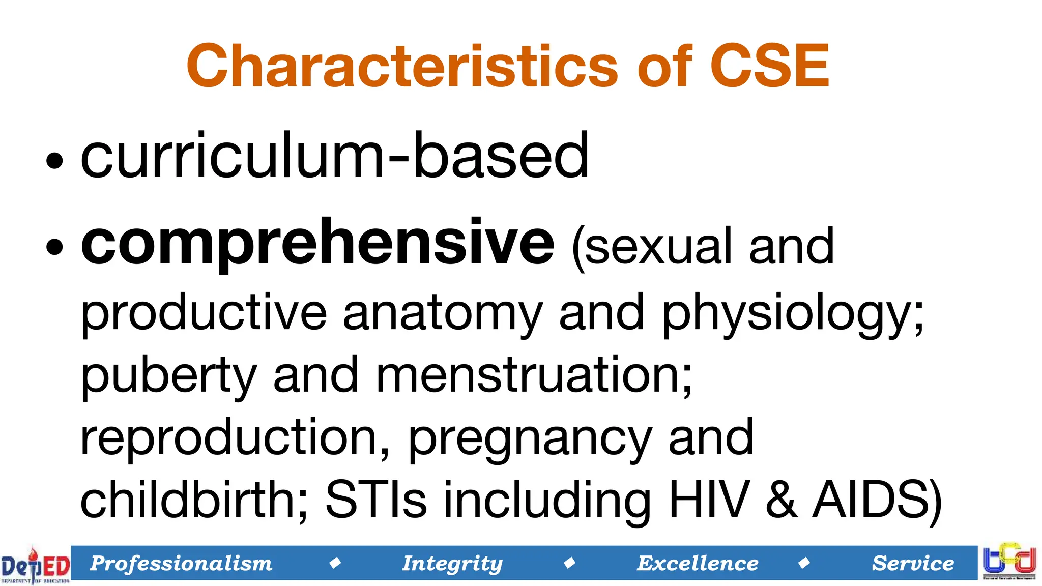 Overview of Comprehensive Sexuality Education (CSE) (Rationale, Legal Bases and Policy ...
