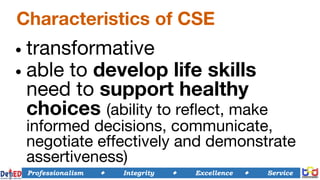 Overview of Comprehensive Sexuality Education (CSE) (Rationale, Legal ...