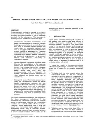 Overview of consequence modelling in the hazard assessment package ...