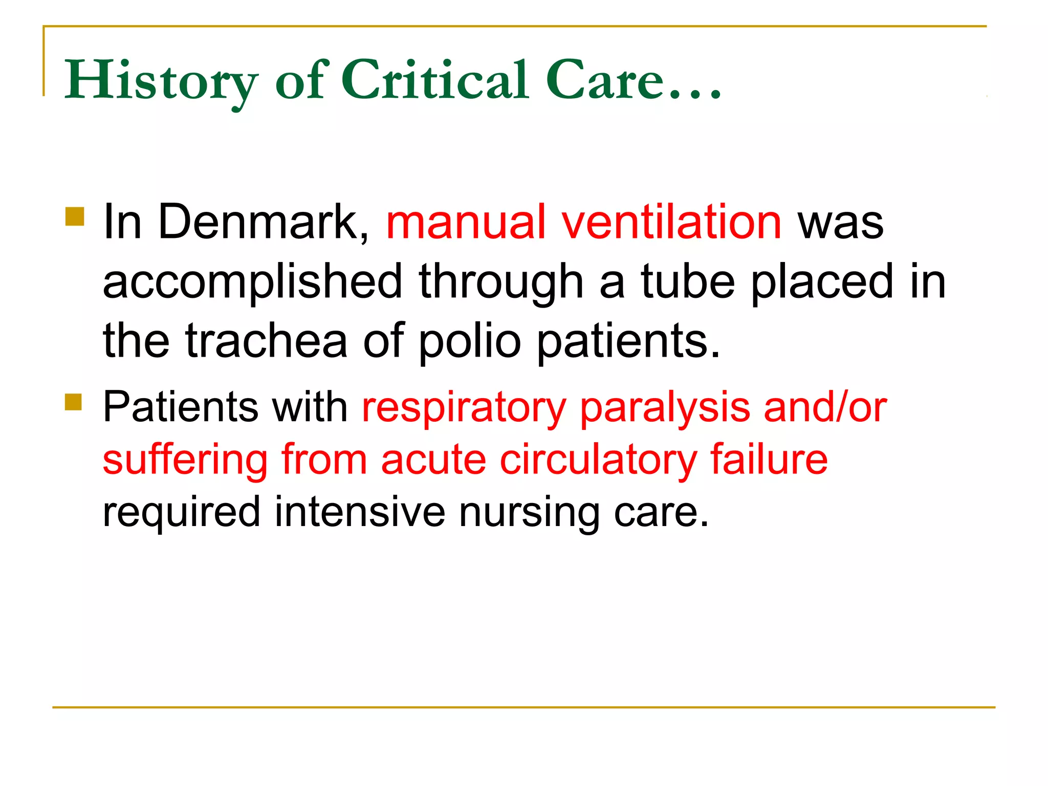 Overview of critical care | PPT