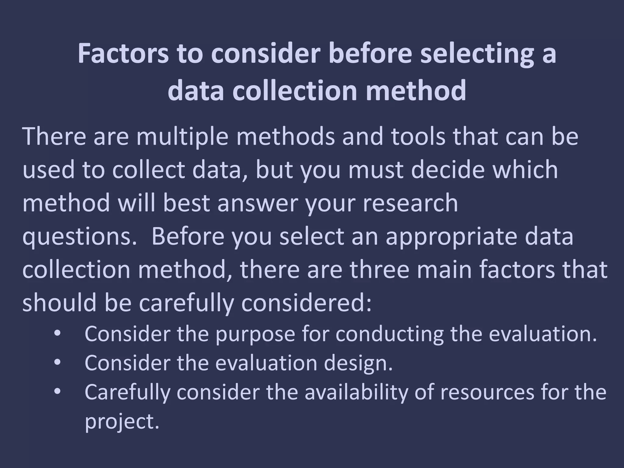 Overview of data collection methods | PPT