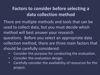 Overview of data collection methods | PPT