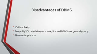 Overview of DBMS/Introduction to DBMSpptx | PPT