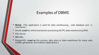 Overview of DBMS/Introduction to DBMSpptx | PPT