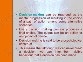Overview of decision making process in psychology and its types | PPT