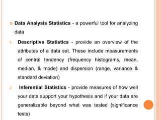 Overview of different statistical tests used in epidemiological | PPTX