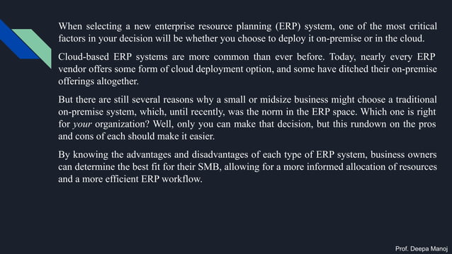 Overview of different types of erp systems, architecture, and modules | PDF