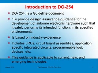 Overview of DO-254: Design Assurance Guidance For Airborne Electronic Hardware | PDF