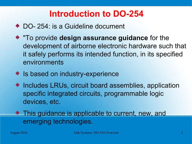Overview of DO-254: Design Assurance Guidance For Airborne Electronic ...