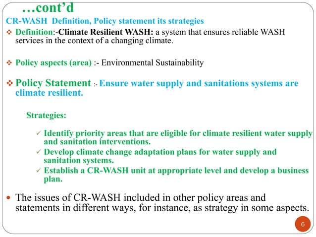 Overview of enabling environment and implementation of climate ...