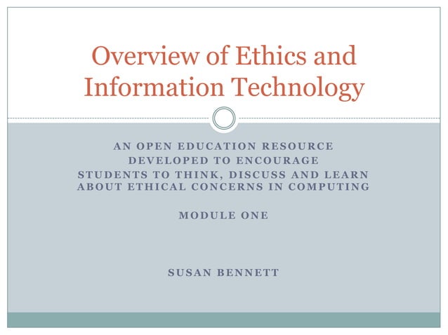 Overview of ethics and information technology | PPTX