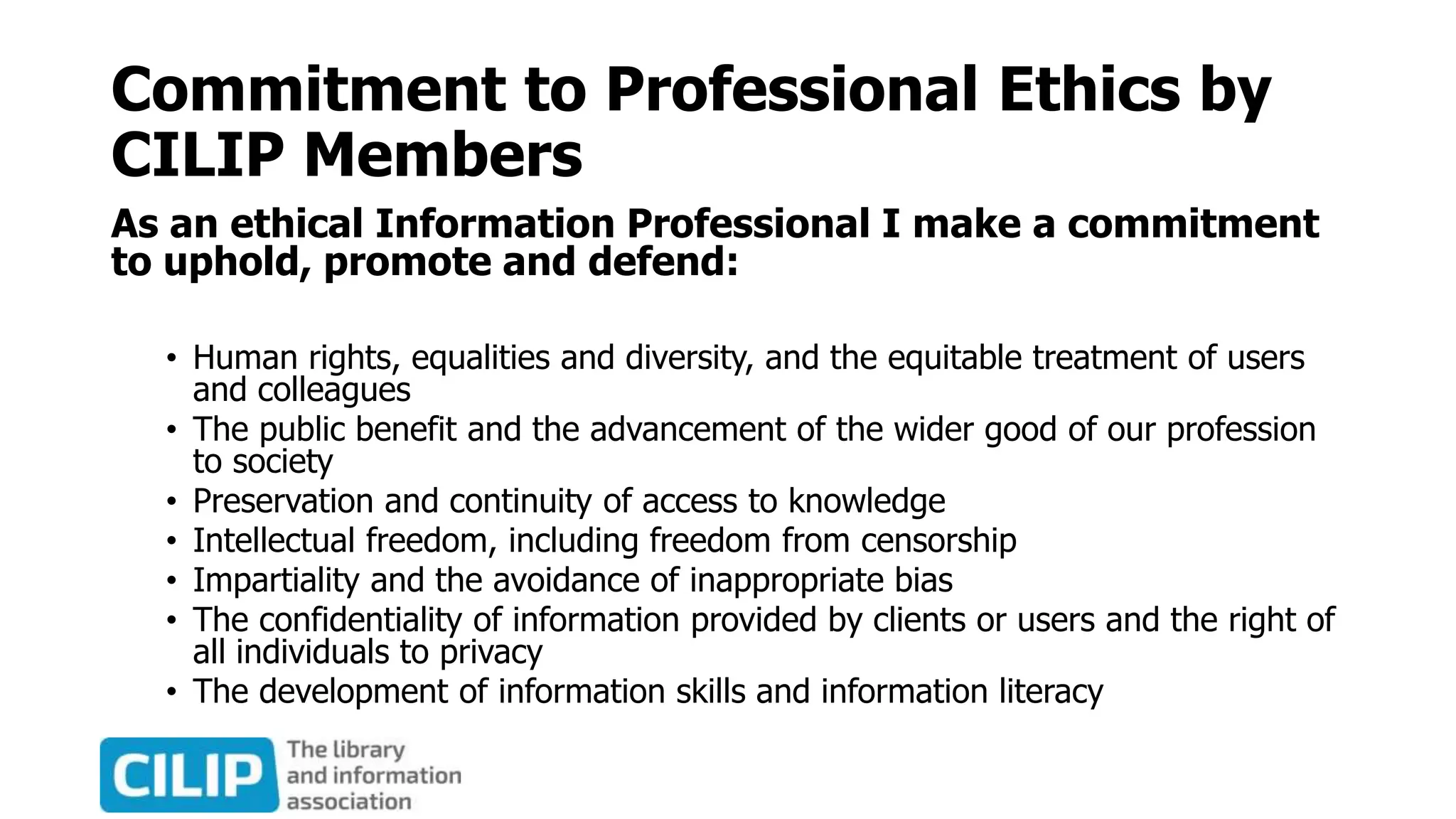 Overview of CILIP's Ethics review and new Ethical Framework | PPT