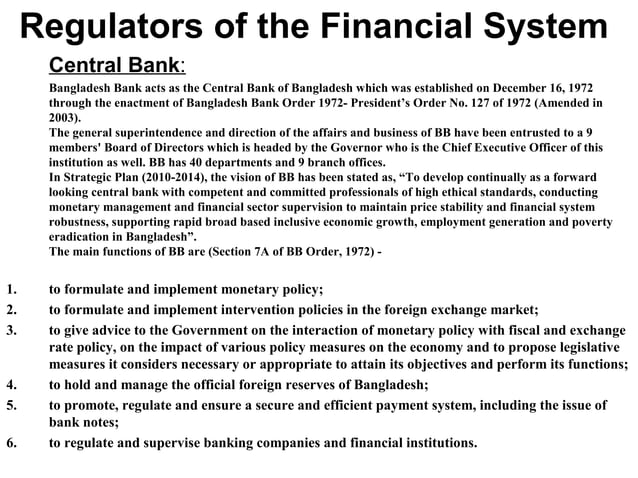 Overview of financial system of bangladesh | PPT | Financial Regulation | Economy