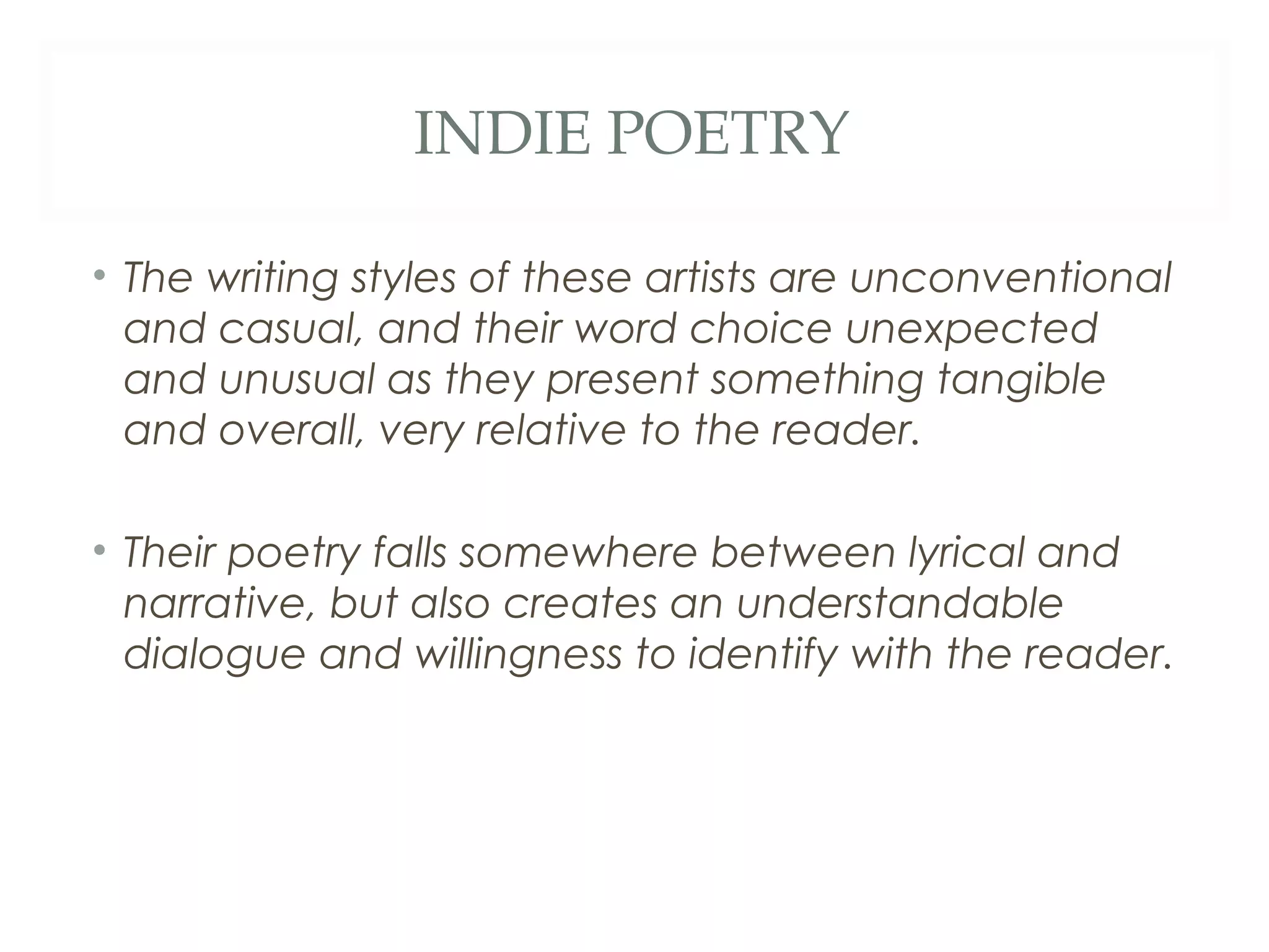 Overview of form & style & indie poetry | PPT