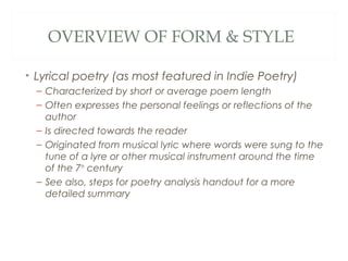 Overview of form & style & indie poetry | PPT