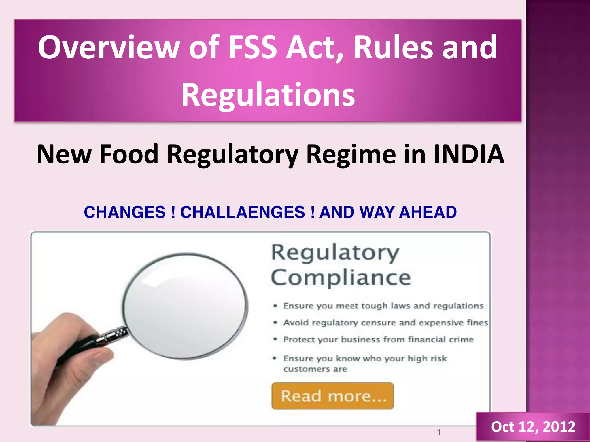 Overview of FSS Act, Rules & Regulation_2012 | PDF