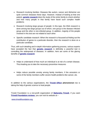 Overview Of Genetic Research | PDF