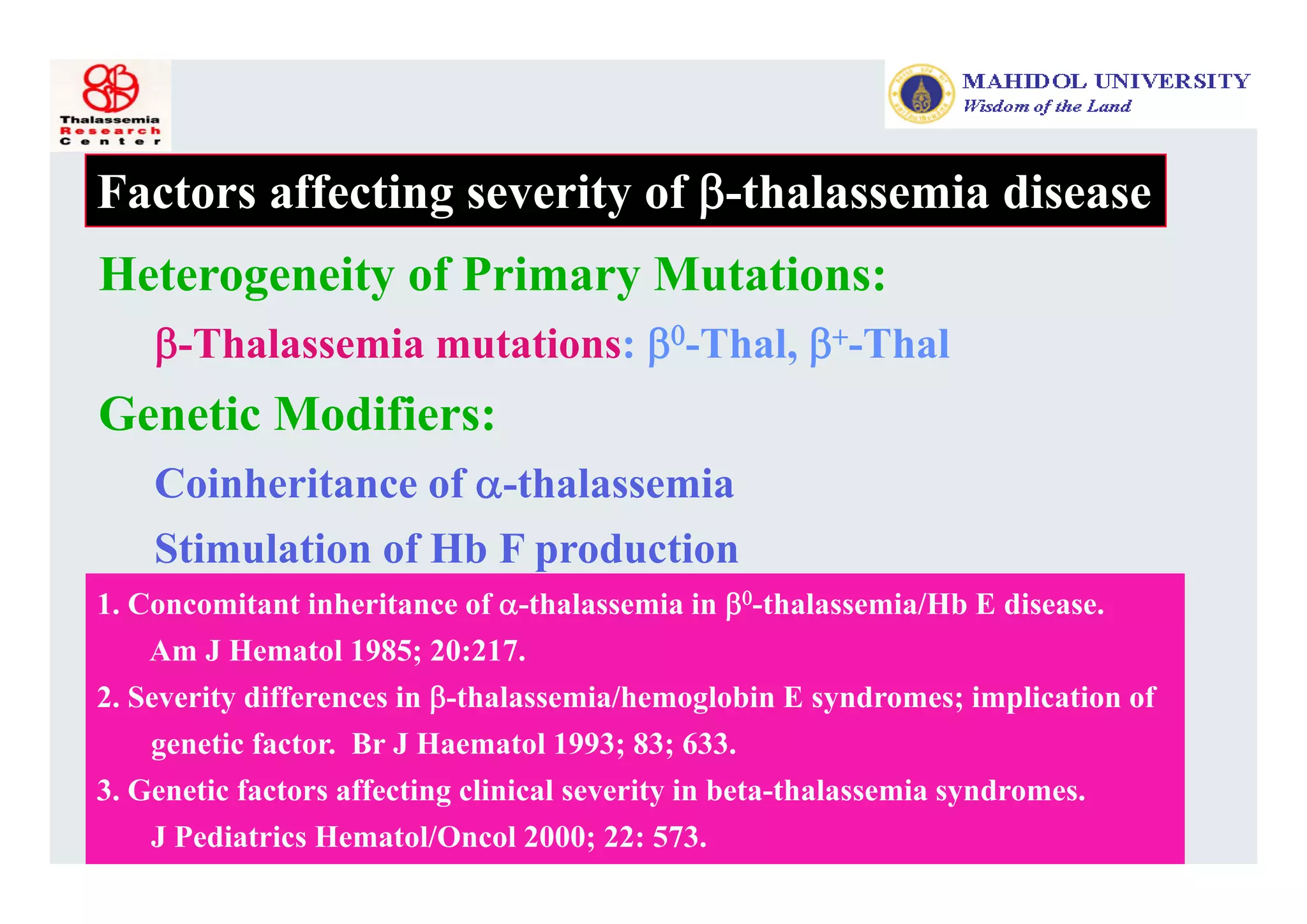 Overview of Genotypes and Phenotypes of Thalassemia in Asia | PDF