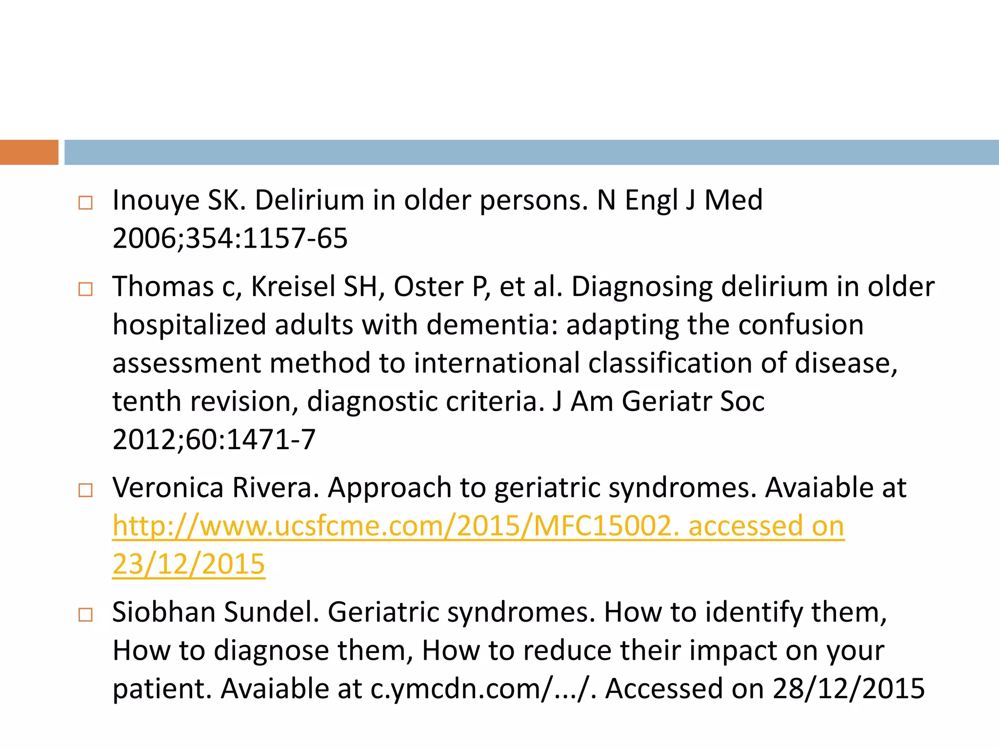 Overview Of Geriatric Syndromes 2016 Ppt
