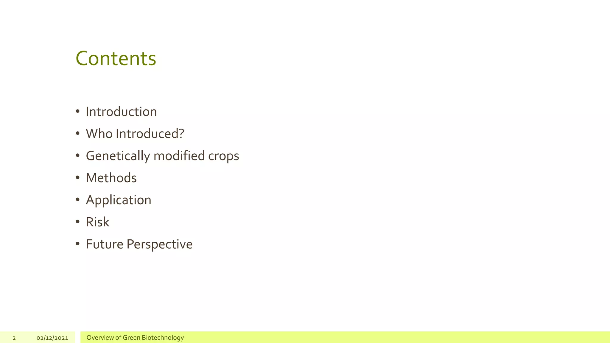 Overview of green biotechnology | PPTX