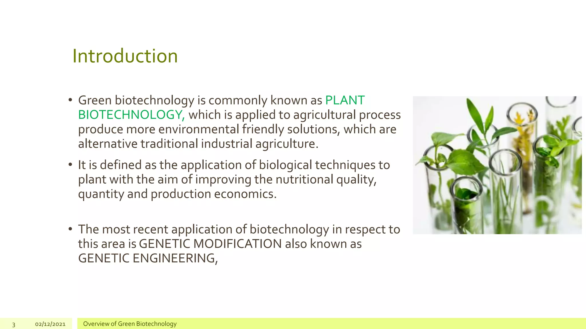 Overview of green biotechnology | PPTX