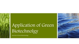 Overview of green biotechnology | PPTX