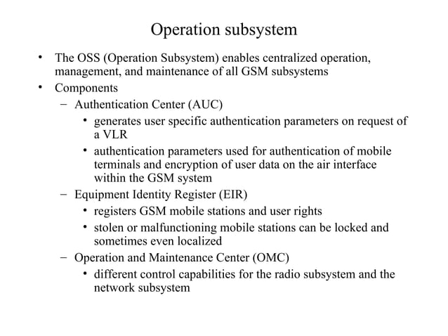 Overview Of Gsm Cellular Network & Operations | PPT