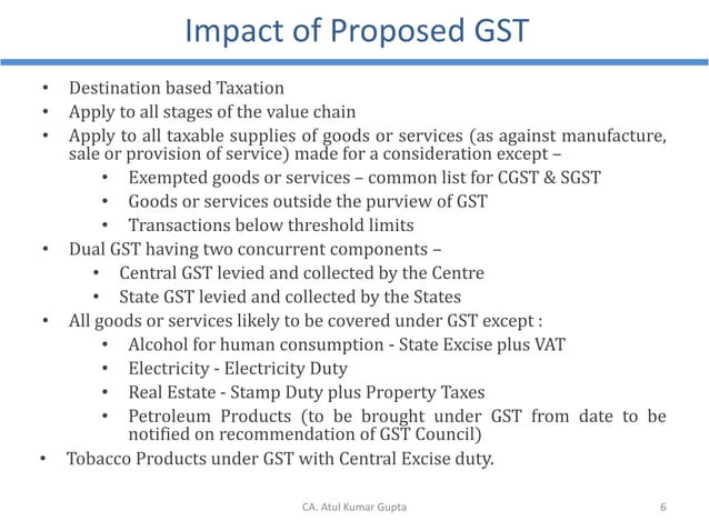 Overview of GST and its impact | PPTX | Business Accounting & Finance ...