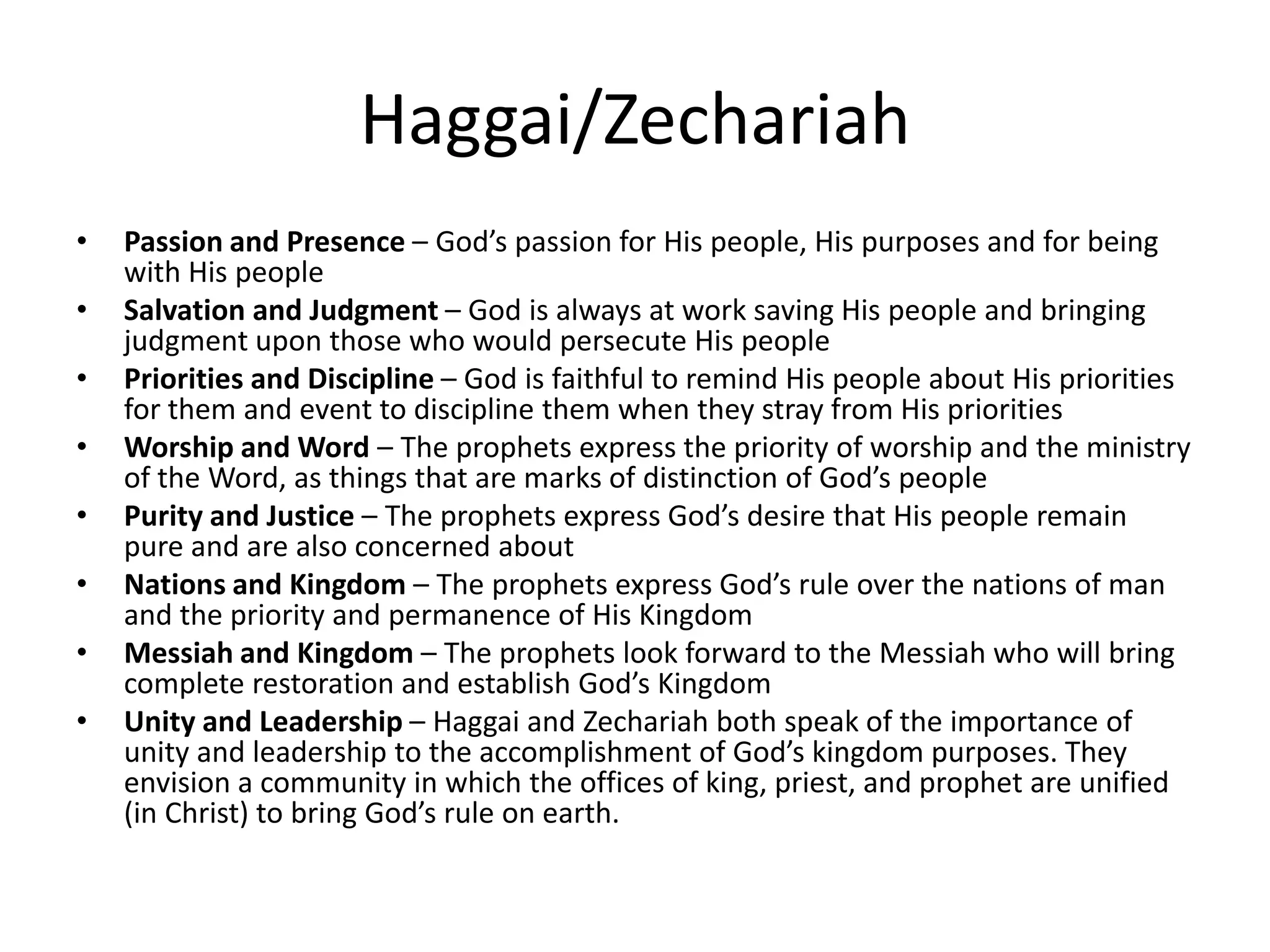 Overview of haggai zechariah and malachi | PPTX