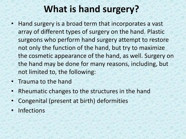 Overview of hand surgery | PPT