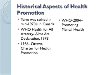 Overview of Health Promotion | PPT