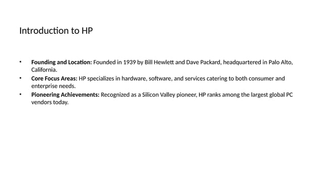 Slides on Overview of Hewlett-Packard (HP).pptx
