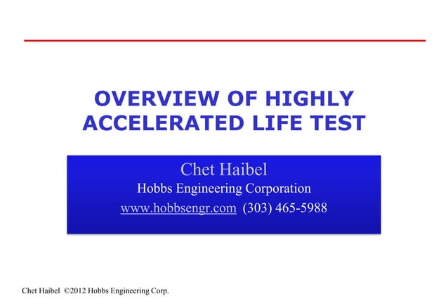 Overview of highly accelerated life test (halt) | PDF | Web ...