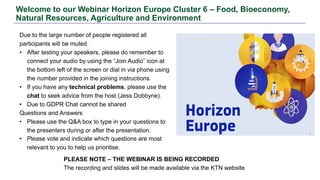 Overview of Horizon Europe Clusters - Webinar Series | Food, Bioeconomy ...