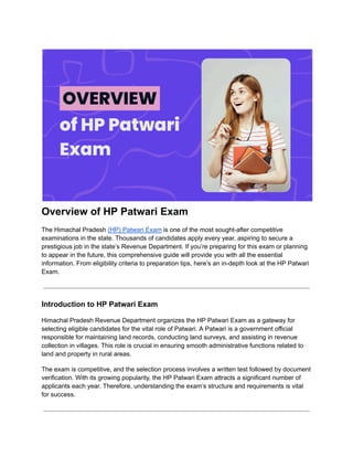 The Ultimate Guide to HP Patwari Exam Preparation | PDF