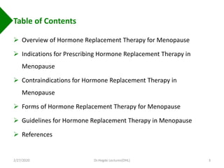 Overview of Hormone Replacement Therapy(HRT) | PPTX