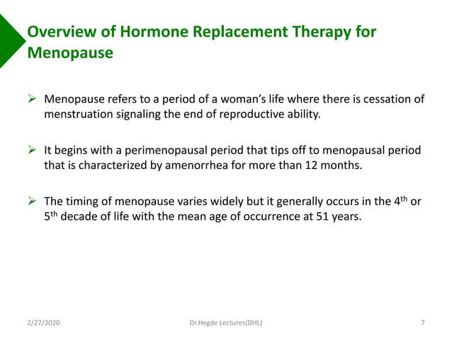 Overview of Hormone Replacement Therapy(HRT) | PPTX