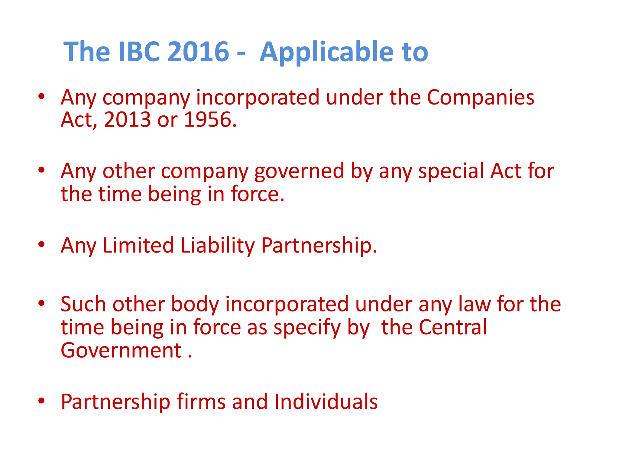 Overview of IBC in India, 2016 | PPTX
