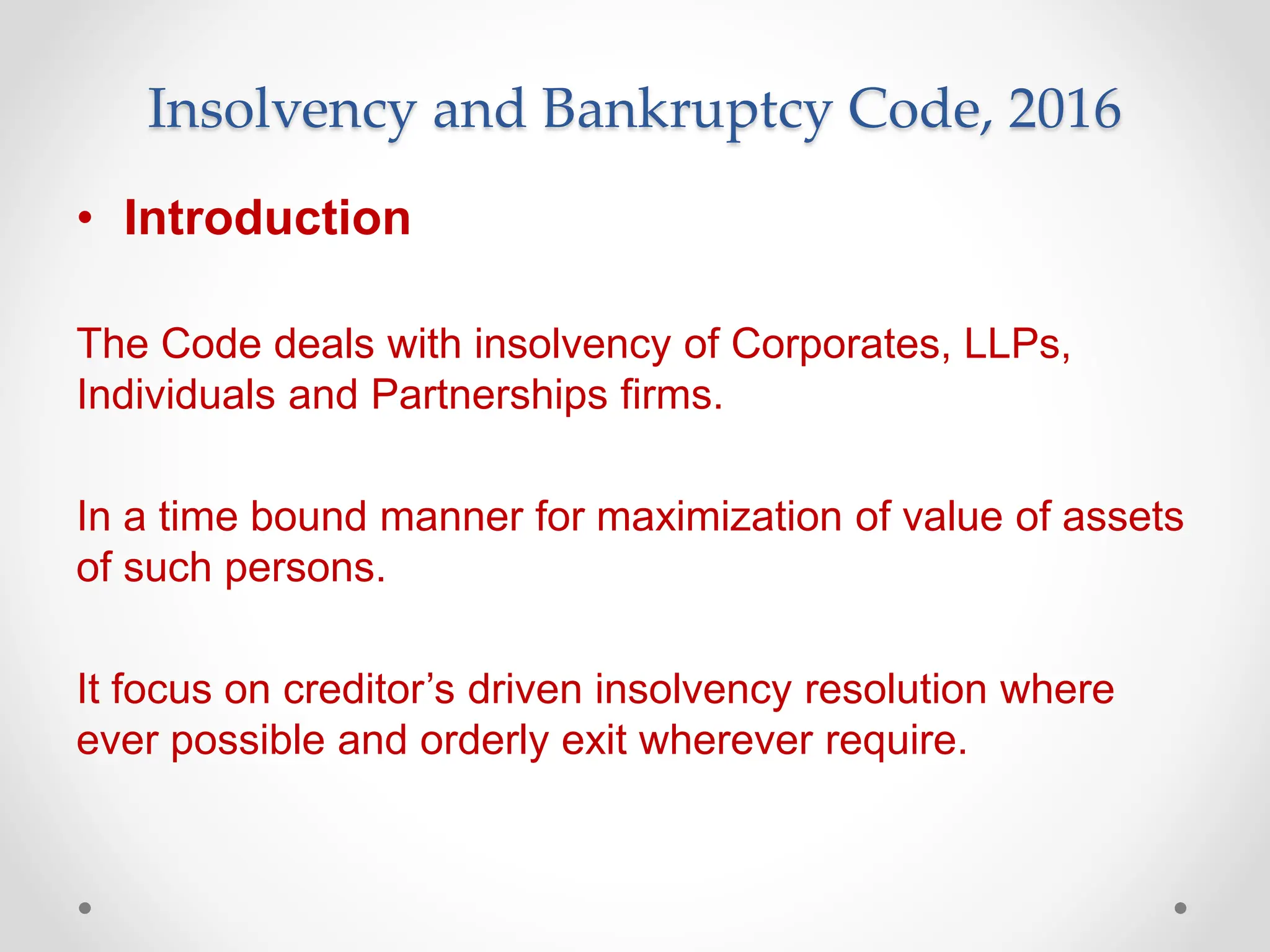 Overview of IBC in India, 2016 | PPTX